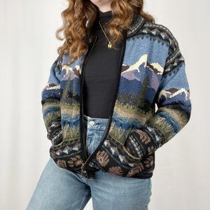 Vintage | Sweaters | Vintage Icelandic Design Wool Woven Landscape ...